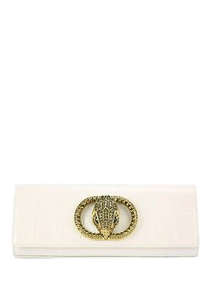 Kurt Geiger Chelsea Leather Clutch Bag With Eagle Head Embellishment - Bone