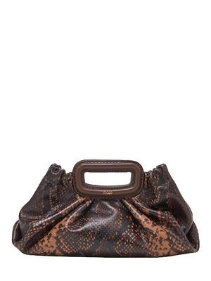 Maje Milpli Leather Clutch Bag - Brown Snake Print