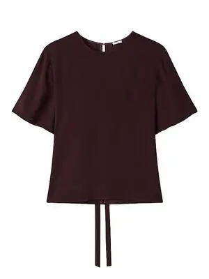 JOSEPH Joseph Atheris Tie-Waist Crepe Top Mahogany