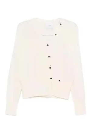 IVORY PARIS Asymmetric V-neck Long Sleeve Sweater - Neutrals