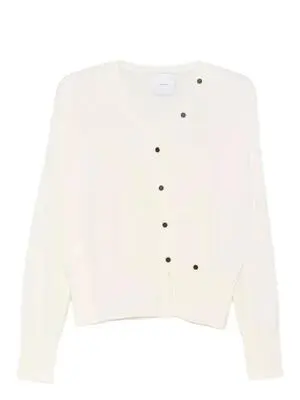 IVORY PARIS Asymmetric V-neck Long Sleeve Sweater - Neutrals