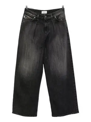 VICOLO Pleated Acid Wash Jeans - Grey