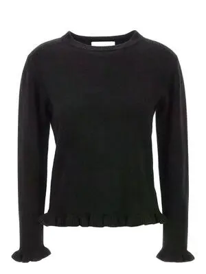 KAOS Ruffle-trim Wool Sweater - Black