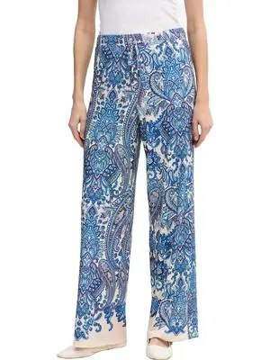 OUI Paisley Print Drawstring Trousers - Blue