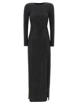 TWENTY FOURHAITCH Zinae Rhinestone-embellished Ruched Maxi Dress - Black
