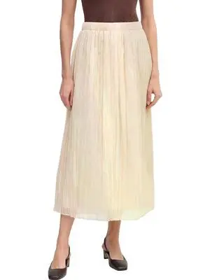 OUI OUI Pleated Midi Skirt Neutrals