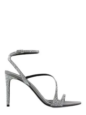 Alexander McQueen Crystal Embellished Stiletto Sandals - Grey