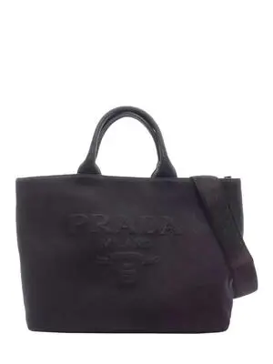 Prada Canapa Drill Tote Satchel - Black