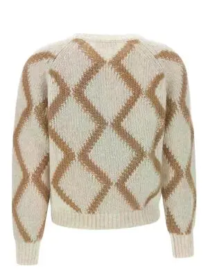 Hemisphere Cable-knit Sweater With Argyle Pattern - Neutrals