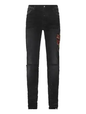 Amiri Patch Detail Distressed Jeans - Black