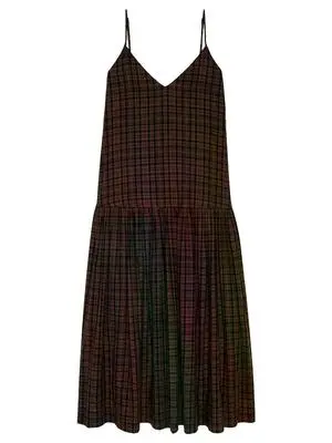 The Great. Plaid Drop-waist Maxi Dress - Brown