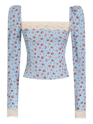 Dolce & Gabbana Small Rose-print Charmeuse Top - Multicolor