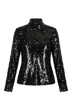Valentino Garavani Sequined High Neck Top - Black