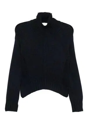FORTE_FORTE Ribbed High-neck Sweater - Blue