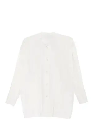 Issey Miyake Pleated Band-collar Shirt - White