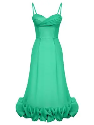 POST MERIDIEM Flounce Bustier Midi Dress - Green
