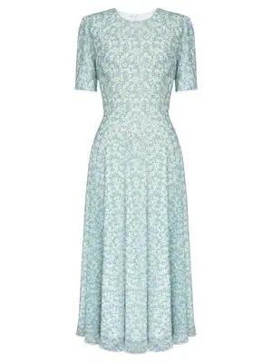 POST MERIDIEM Floral Chiffon Midi Dress - Blue