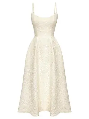POST MERIDIEM Cream Jacquard Fitted Corset Bustier Dress - White