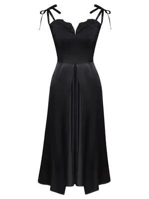POST MERIDIEM Flowy Slit Midi Dress - Black