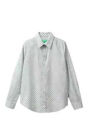BENETTON Geometric Print Shirt - Grey