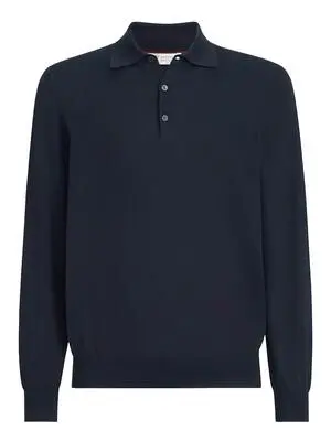 Brunello Cucinelli Cotton Polo Sweater - Blue
