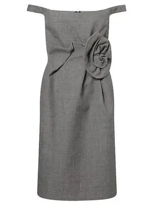 Magda Butrym Floral Embellished Off-the-shoulder Midi Dress - Grey