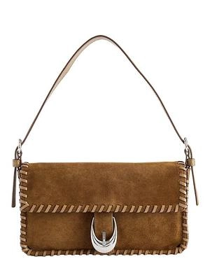 Staud Harlow Suede Shoulder Bag - Cigar