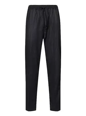 UMIT BENAN Selly Drawstring Cotton-silk Trousers - Dark Grey