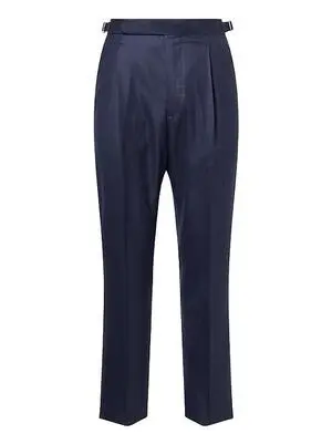 UMIT BENAN Pietro Relaxed Cotton-silk Tailored Trousers - Hb Navy
