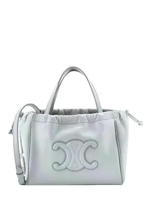 Celine Cuir Triomphe Cabas Drawstring Leather Small Tote Bag - Blue