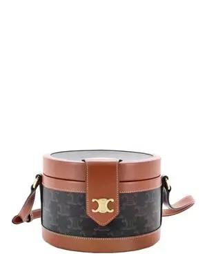 Celine Tambour Bag Triomphe Coated Canvas Medium Crossbody Bag - Brown