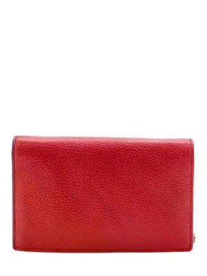 Gucci Interlocking Wallet On Chain Leather Crossbody Bag - Red
