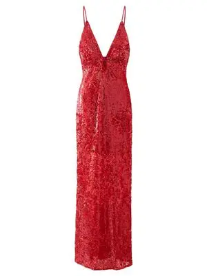 AISL Sequin Plunge Gown - Red
