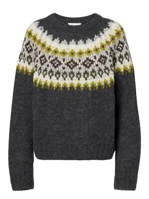 Velvet By Graham & Spencer Fair Isle Alpaca And Wool-blend Crewneck Sweater - Multicoloured