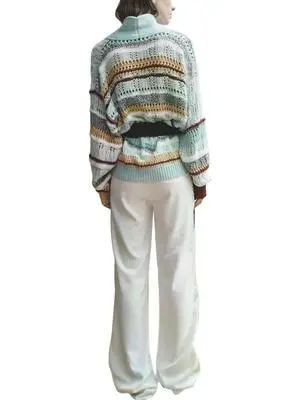Hellessy Dax Belted Stripe-knit Cardigan - Blue
