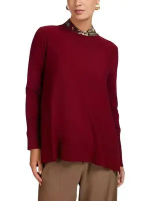 ELENA MIRÒ Asymmetric Hem Fine Knit Sweater - Red