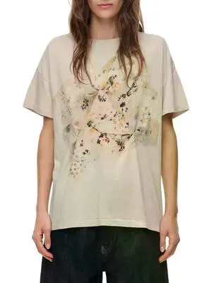 Bimba Y Lola Cotton Floral Print T-shirt - Neutrals