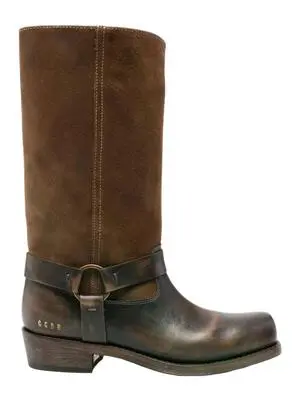 GOLDEN GOOSE Distressed Effect Leather And Suede Boots - Brown