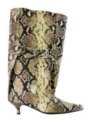 Toga Snake-effect Buckled Boots - Neutrals