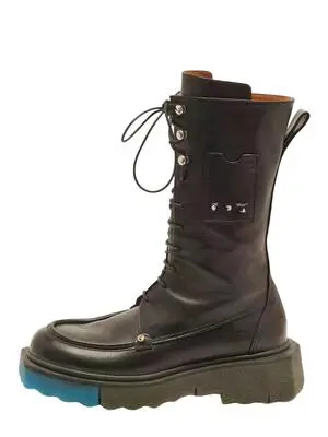 Off-White Lace-up Lug Sole Boots - Black