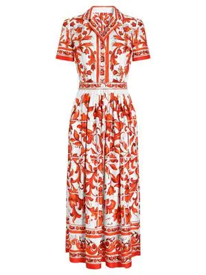 Dolce & Gabbana Majolica-print Poplin Short Dress - Multicolor