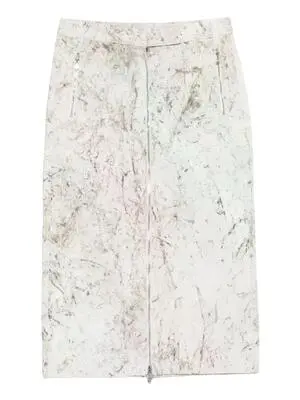 Tibi Acid Wash Denim Zip-up Skirt - Neutrals
