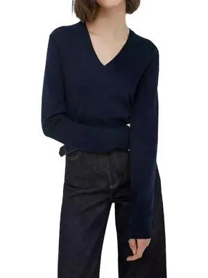 BENETTON Fine Knit V-neck Sweater - Blue