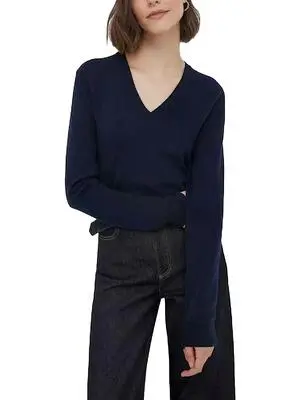 BENETTON Fine Knit V-neck Sweater - Blue