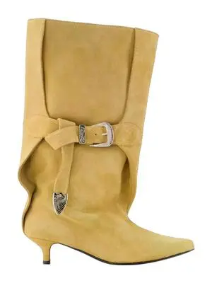 Toga Buckled Suede Boots - Neutrals