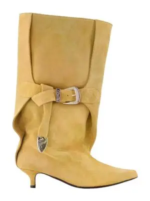 Toga Buckled Suede Boots - Neutrals