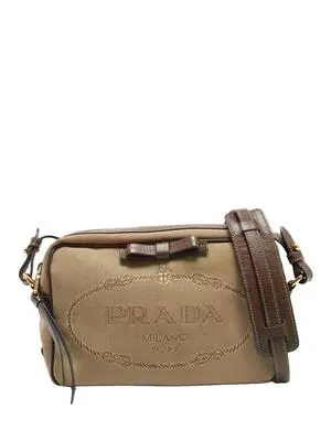 Prada Logo Jacquard Cross Body Bag - Neutrals