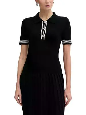MORGAN Pleated Skirt Polo Mini Dress - Black