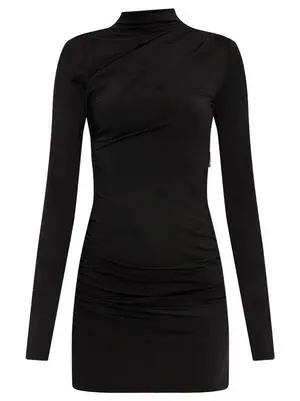 Off-White Off-White Ruched Long-Sleeve Mini Dress Black