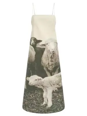 Moschino Printed Cotton Gabardine Dress - Neutrals